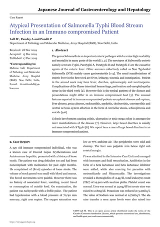 Atypical Presentation of Salmonella Typhi Blood Stream Infection in an ...