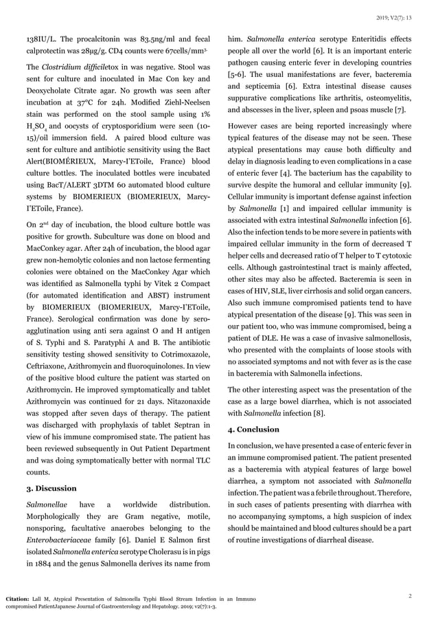 Atypical Presentation of Salmonella Typhi Blood Stream Infection in an ...