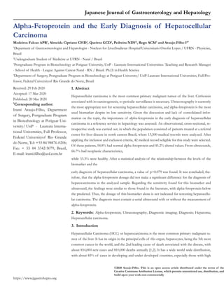 Alpha-Fetoprotein and the Early Diagnosis of Hepatocellular Carcinoma | PDF
