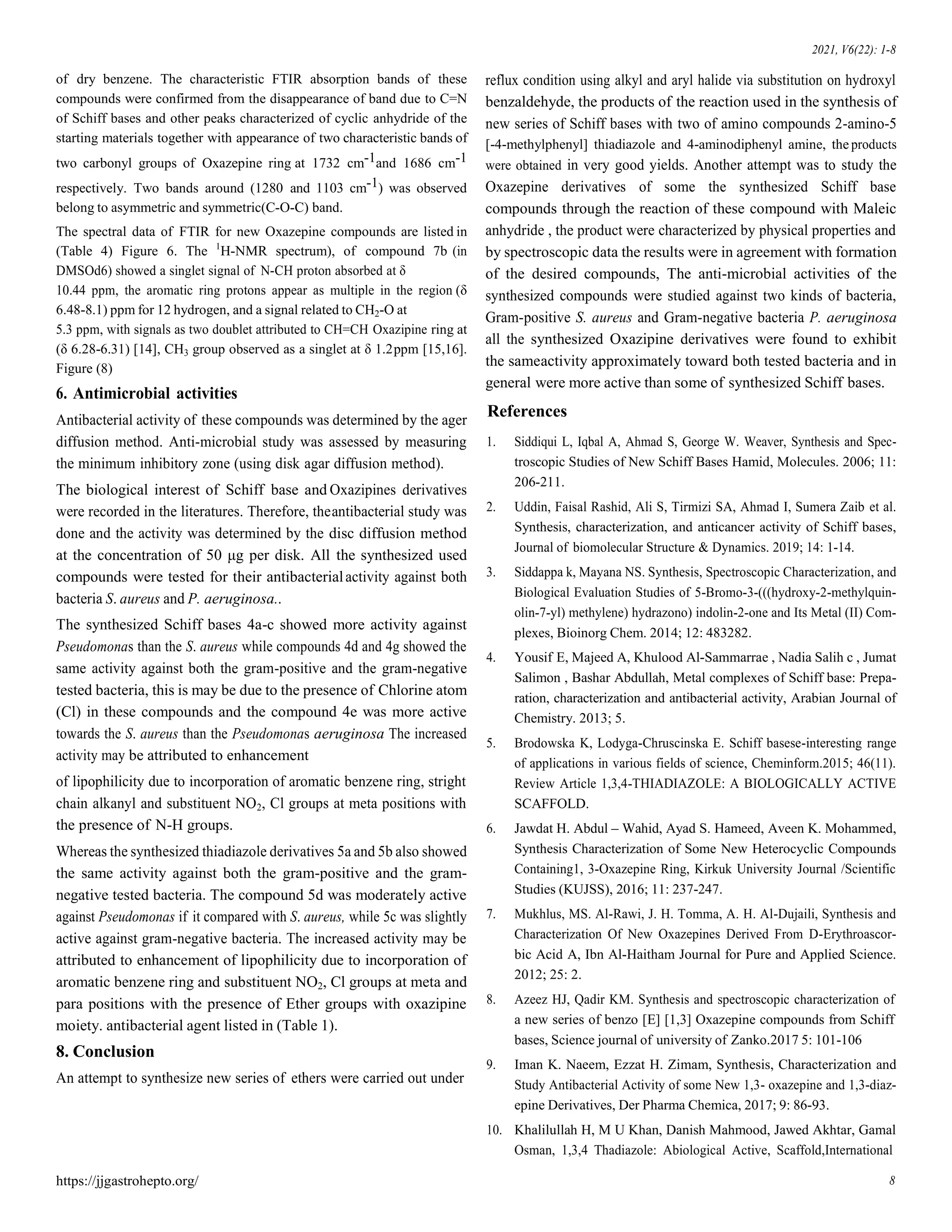 Synthesis, Characterization, Biological Evaluation of Some Heterocyclic Oxazepine Derivatives ...