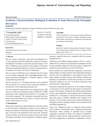 Synthesis, Characterization, Biological Evaluation of Some Heterocyclic Oxazepine Derivatives | PDF