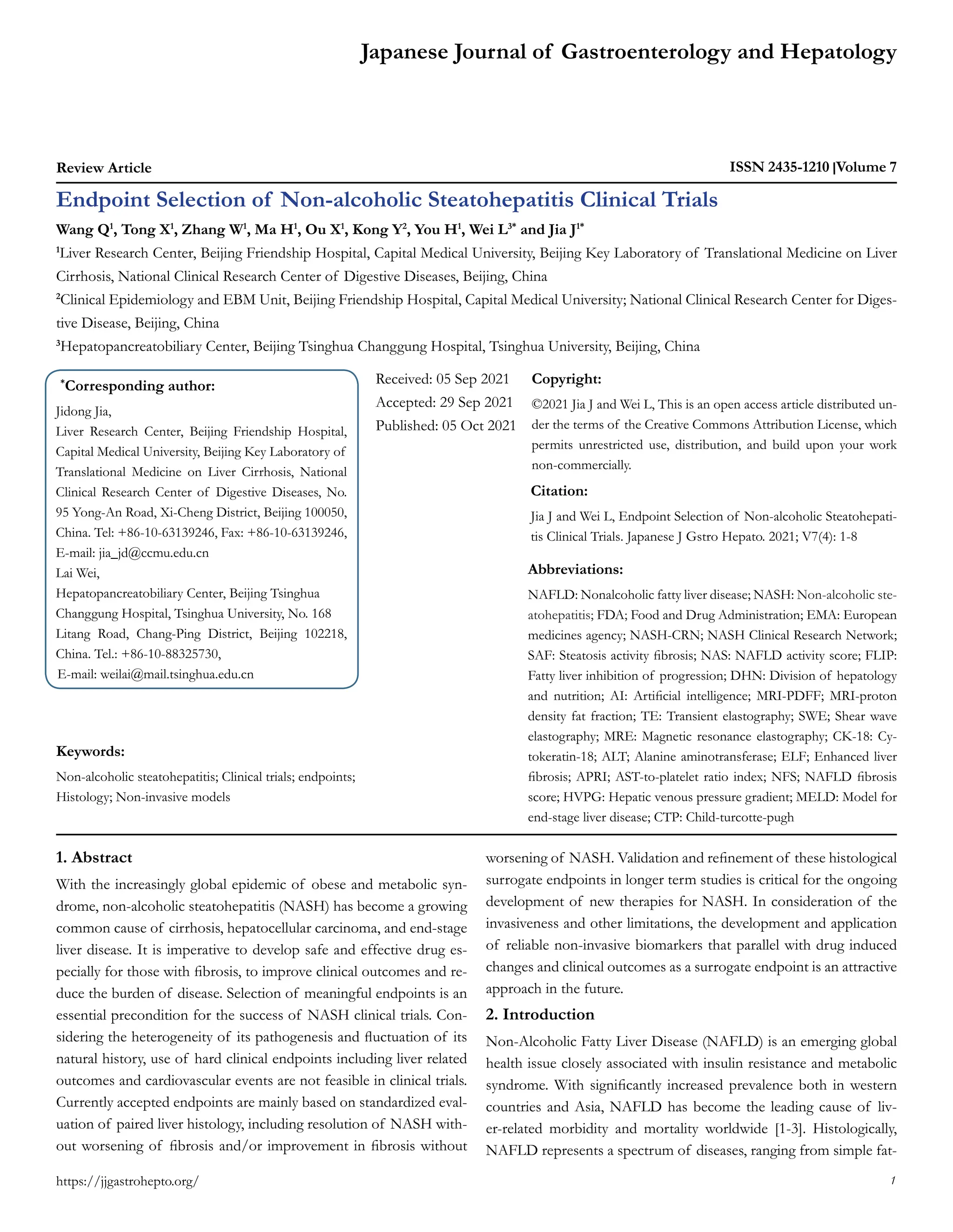 Endpoint Selection of Non-alcoholic Steatohepatitis Clinical Trials | PDF