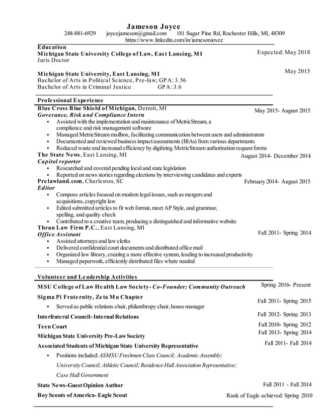 J Joyce resume | PDF