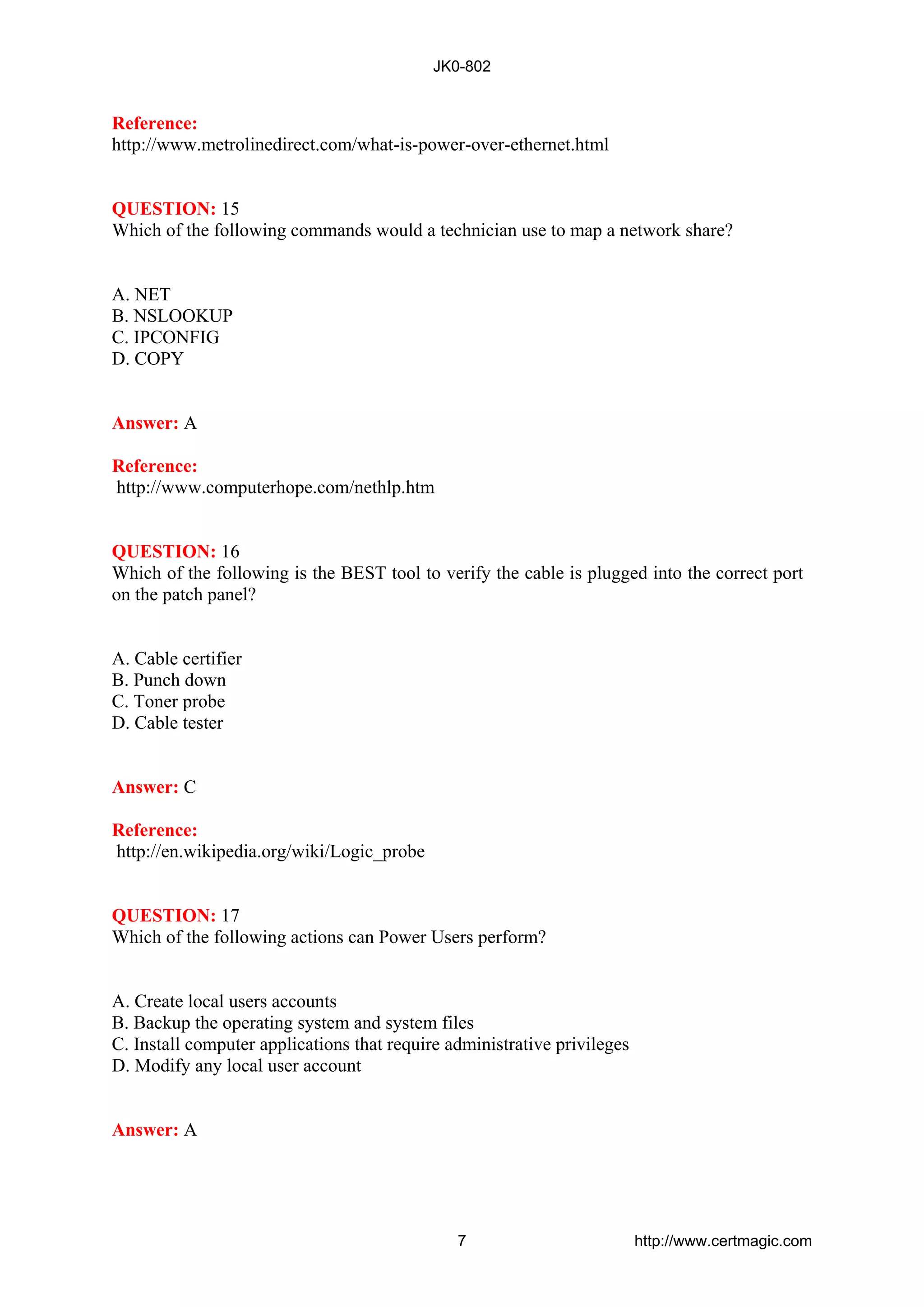 Exam JK0-802 CompTIA A+ Certification Exam | PDF