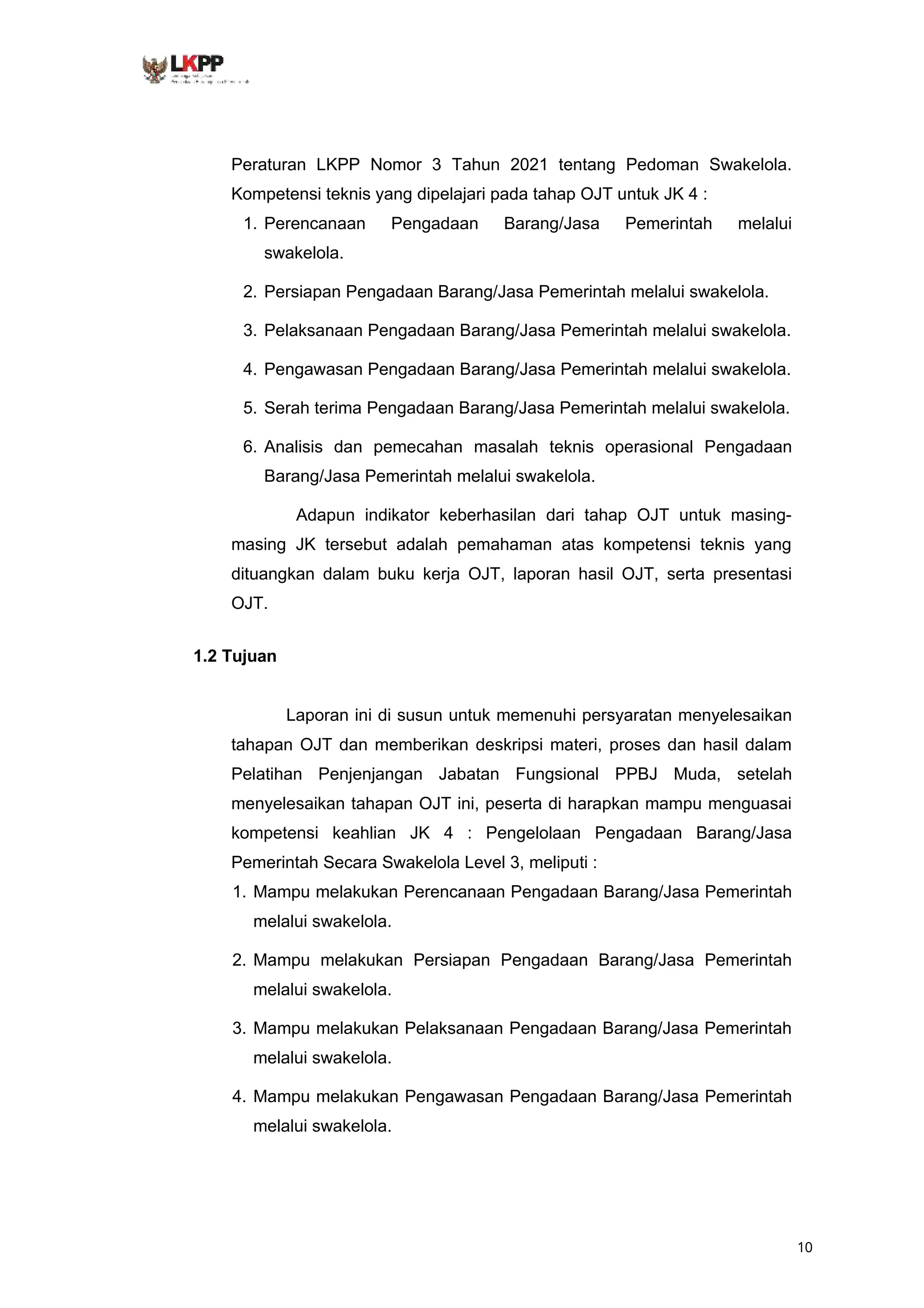 Laporan Ojt Laporan Ojt Jfppbj Muda Jk 4 Level 3 Docx