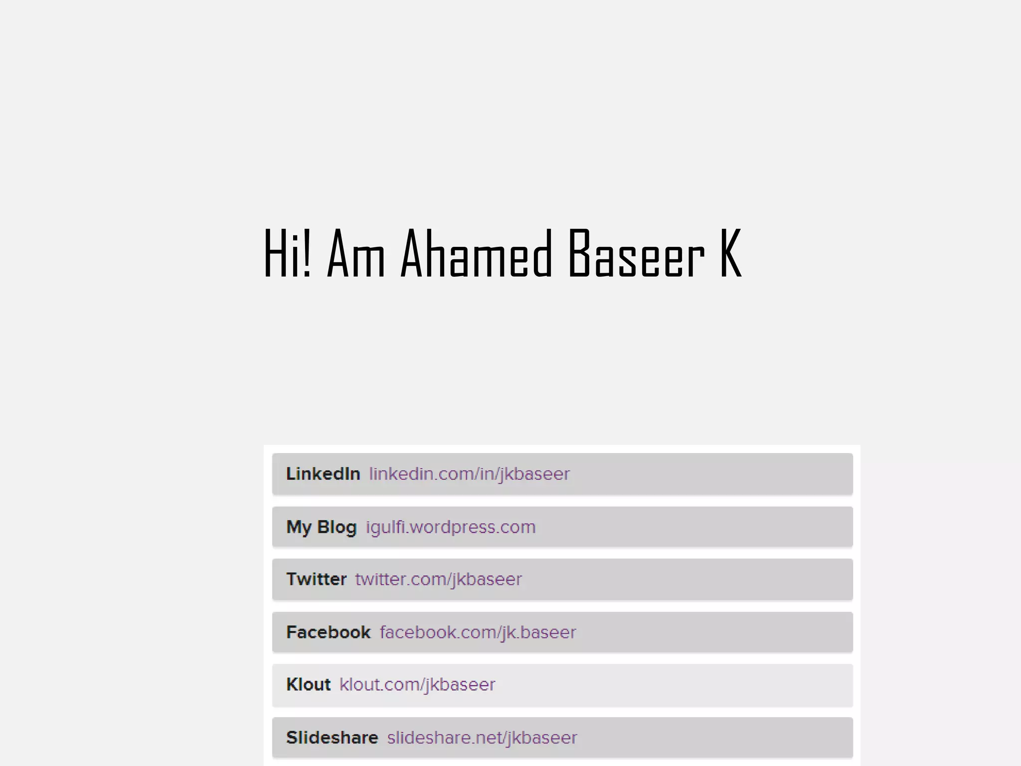 Jk Baseer Visual resume | PPT