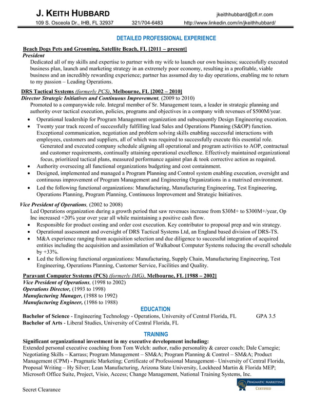 J keith hubbard director of operations | PDF