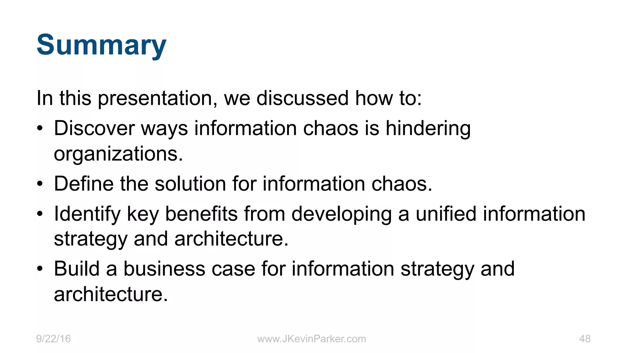 The Business Case for Information Strategy and Architecture | PPT