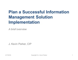 Plan a Successful Information Management Solution Implementation | PPT