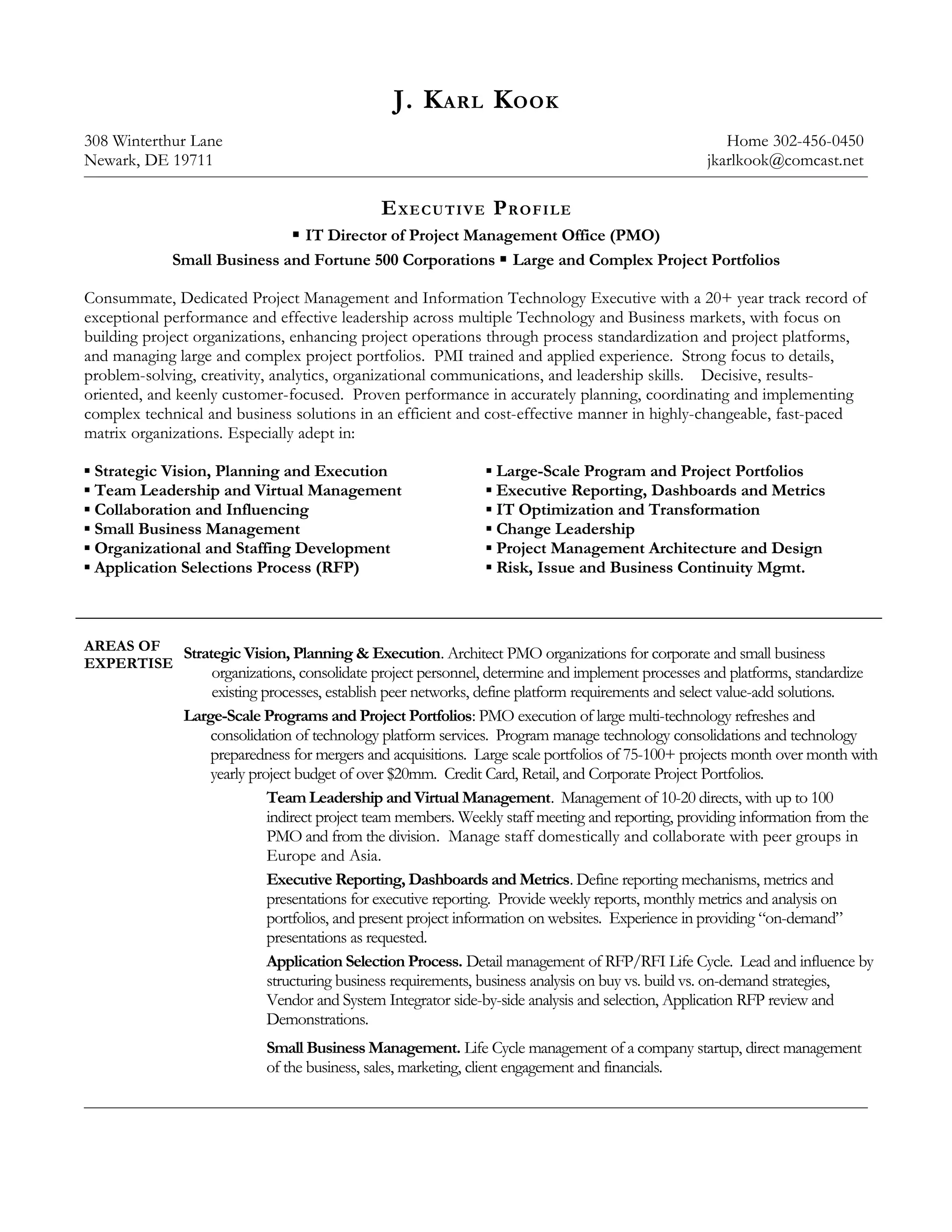 J Karl Kook Resume 2009 | DOC