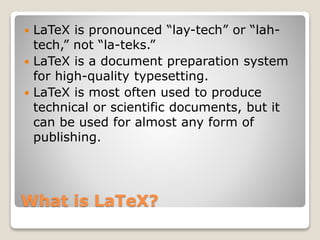 LaTeX for B.Sc. Mathematics,an introduction | PPTX