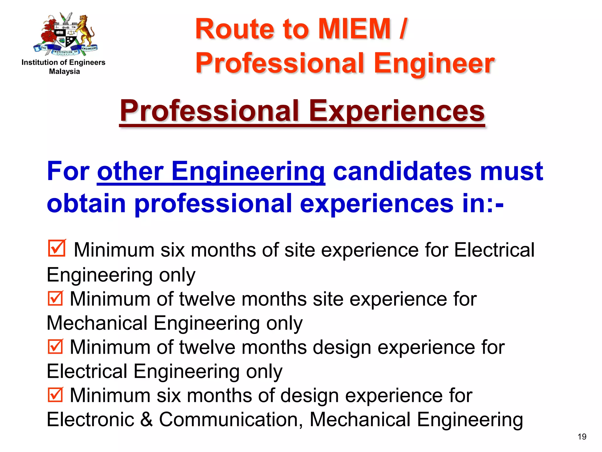 Route to Professional Engineer (P.Eng) and Member of IEM (MIEM) | PDF
