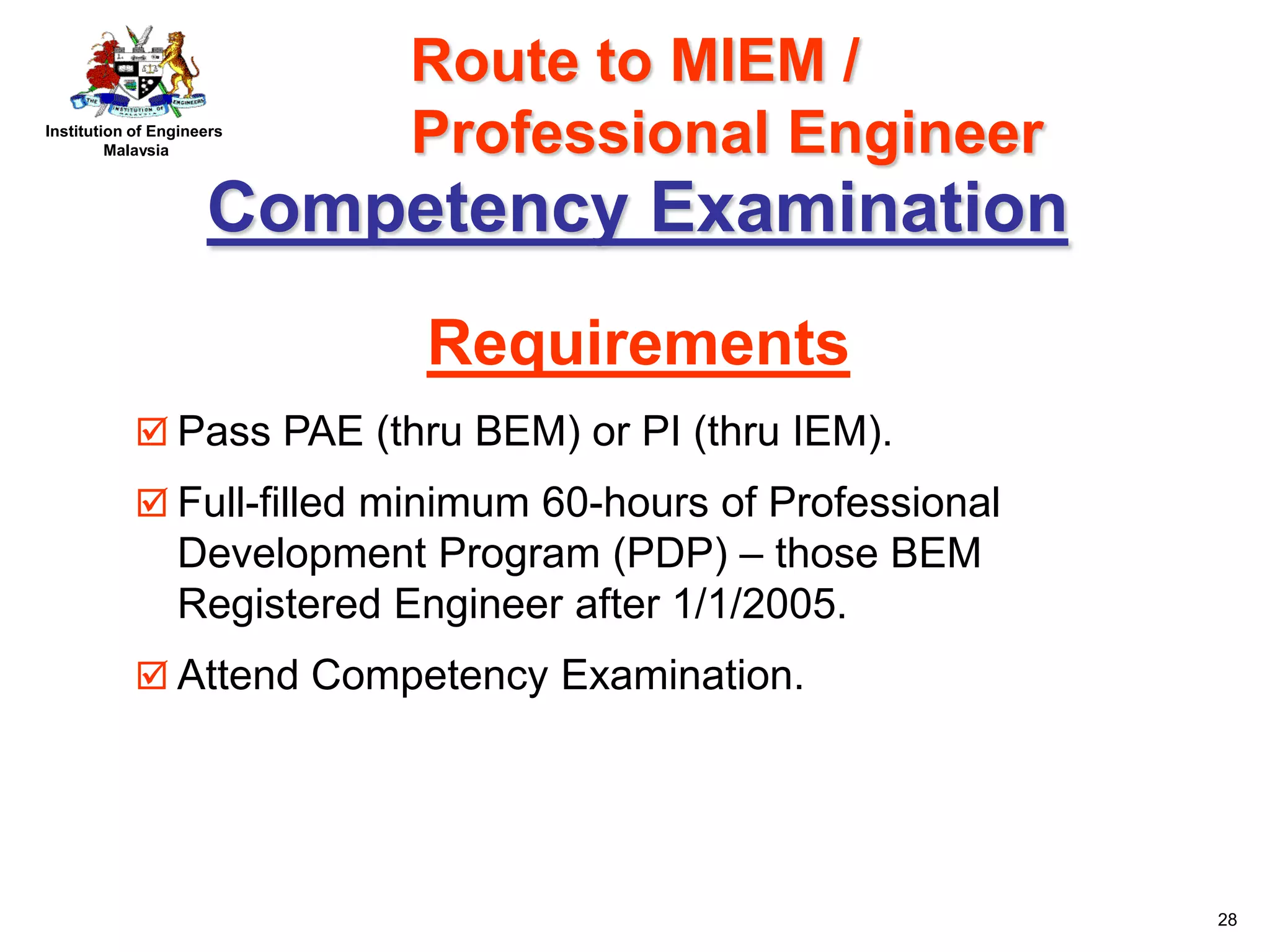 Route to Professional Engineer (P.Eng) and Member of IEM (MIEM) | PDF