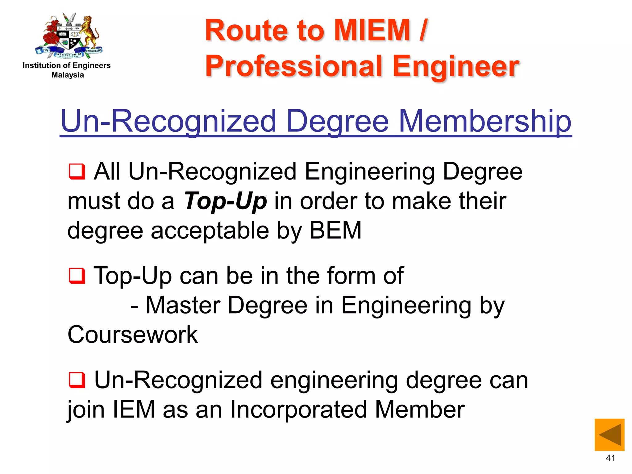 Route to Professional Engineer (P.Eng) and Member of IEM (MIEM) | PDF
