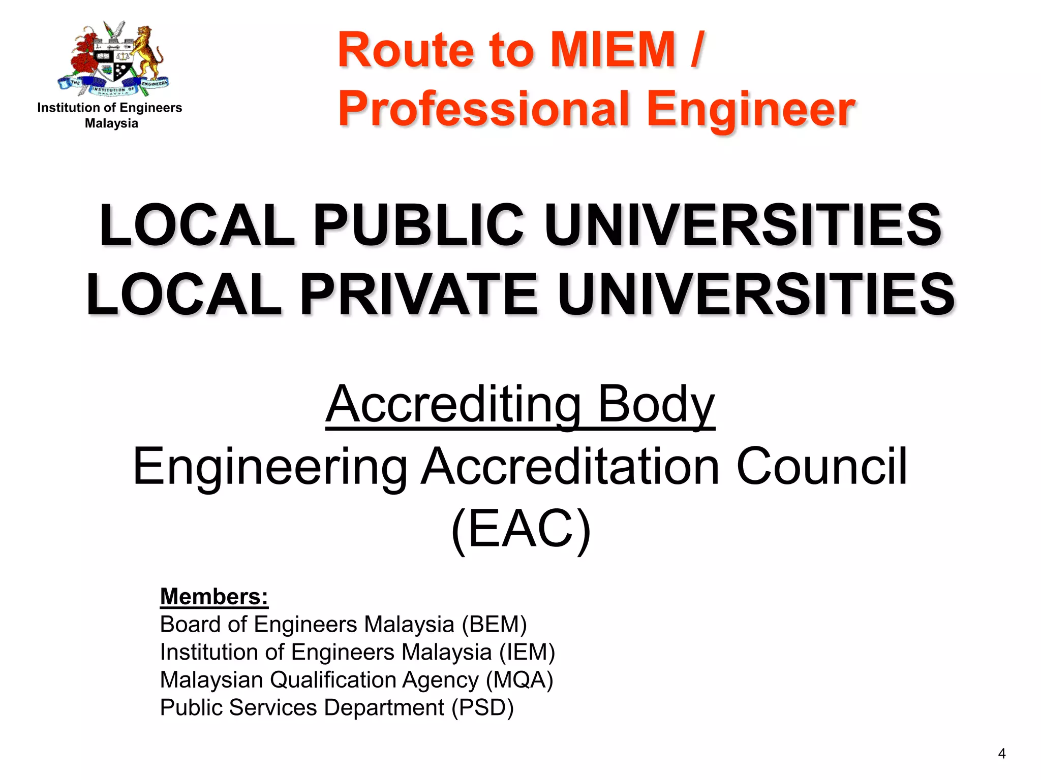 Route to Professional Engineer (P.Eng) and Member of IEM (MIEM) | PDF