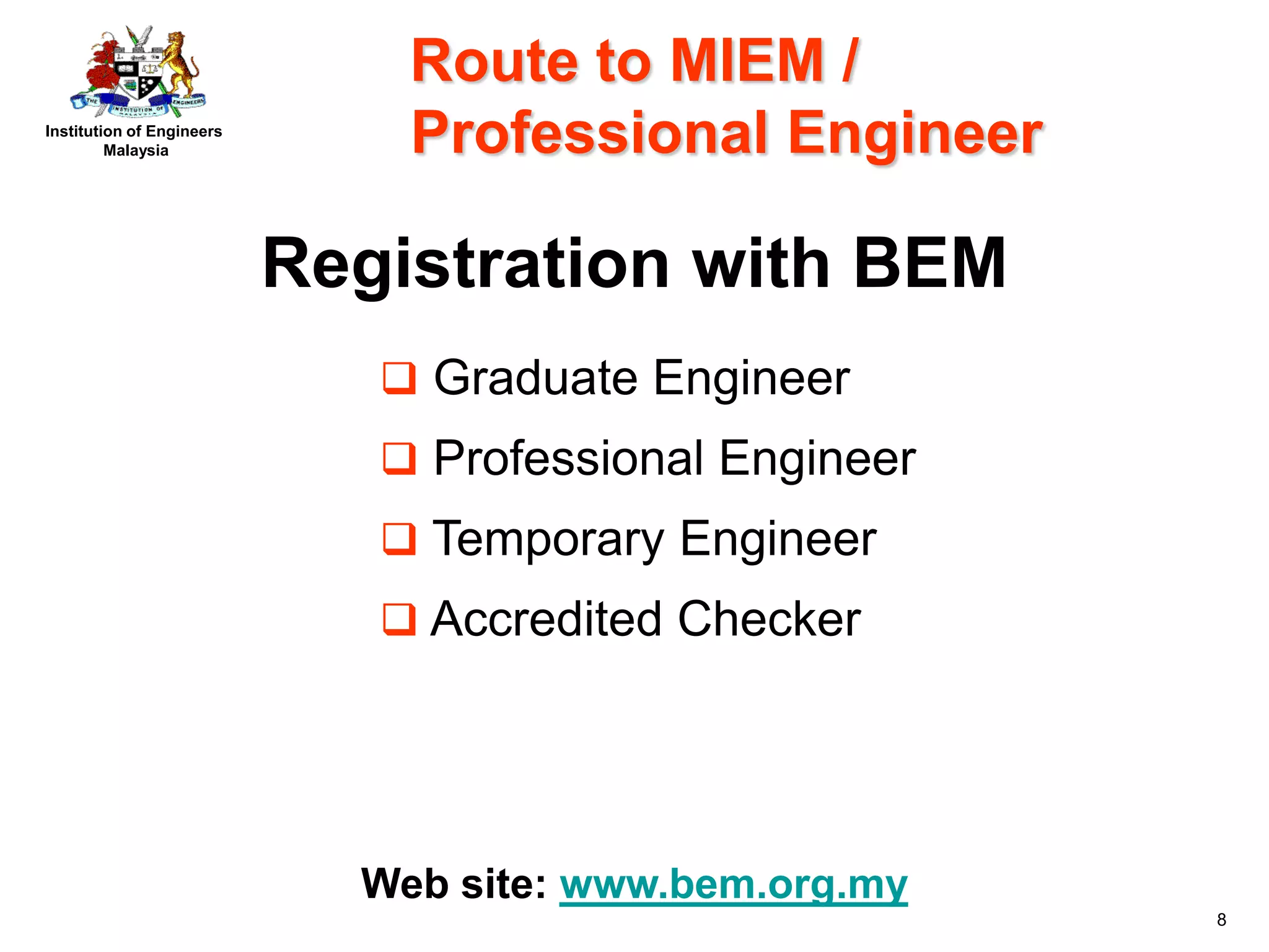 Route to Professional Engineer (P.Eng) and Member of IEM (MIEM) | PDF