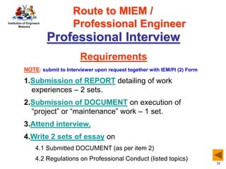 Route to Professional Engineer (P.Eng) and Member of IEM (MIEM) | PDF