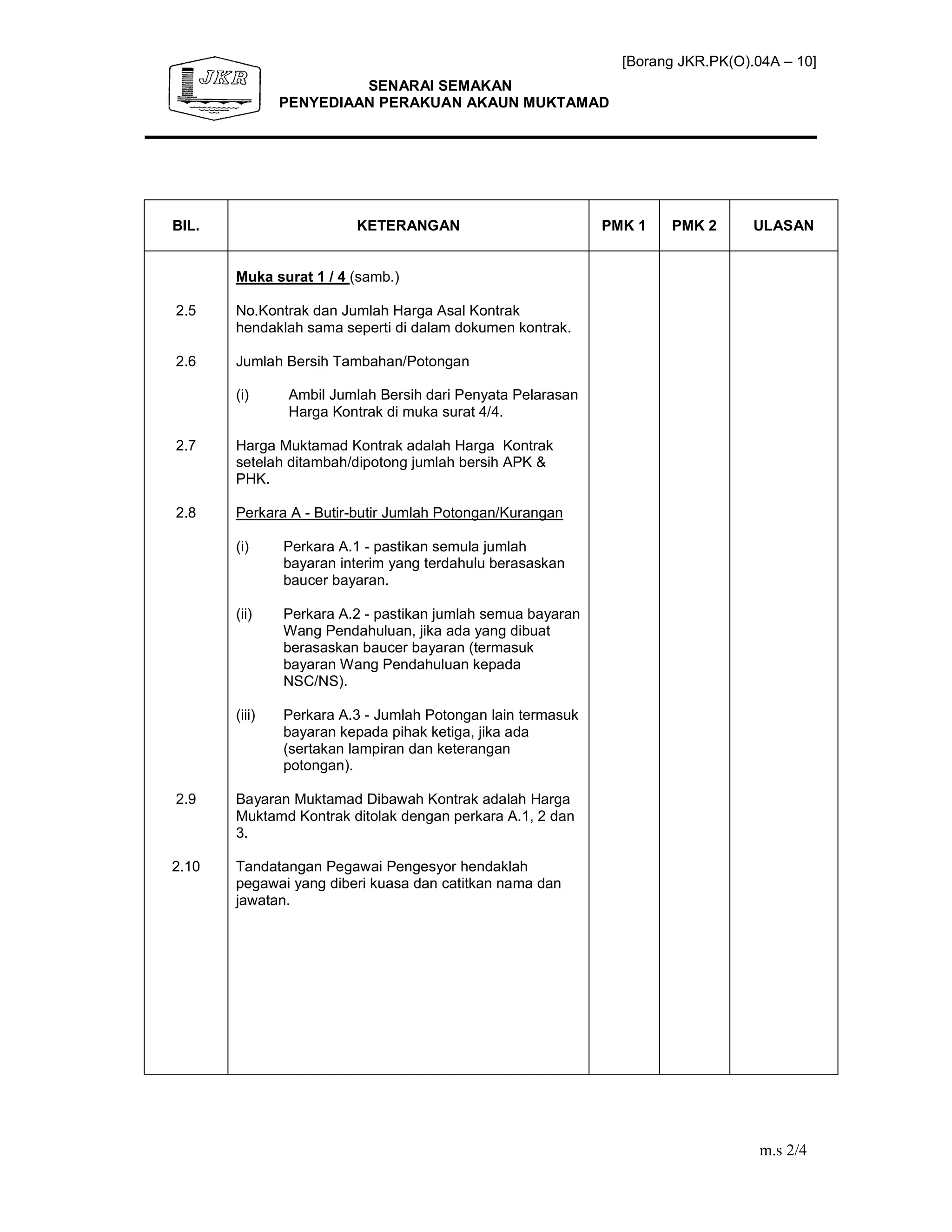 Jkr pko 04a-10 akaun muktamad | PDF