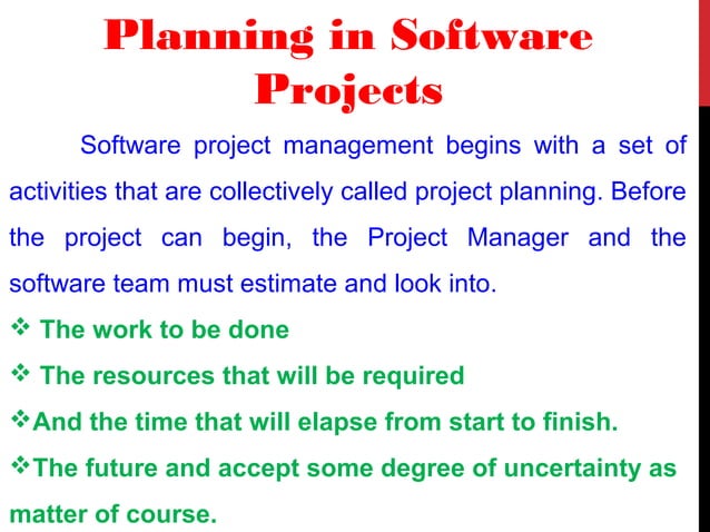 Planning in Software Projects | PPT