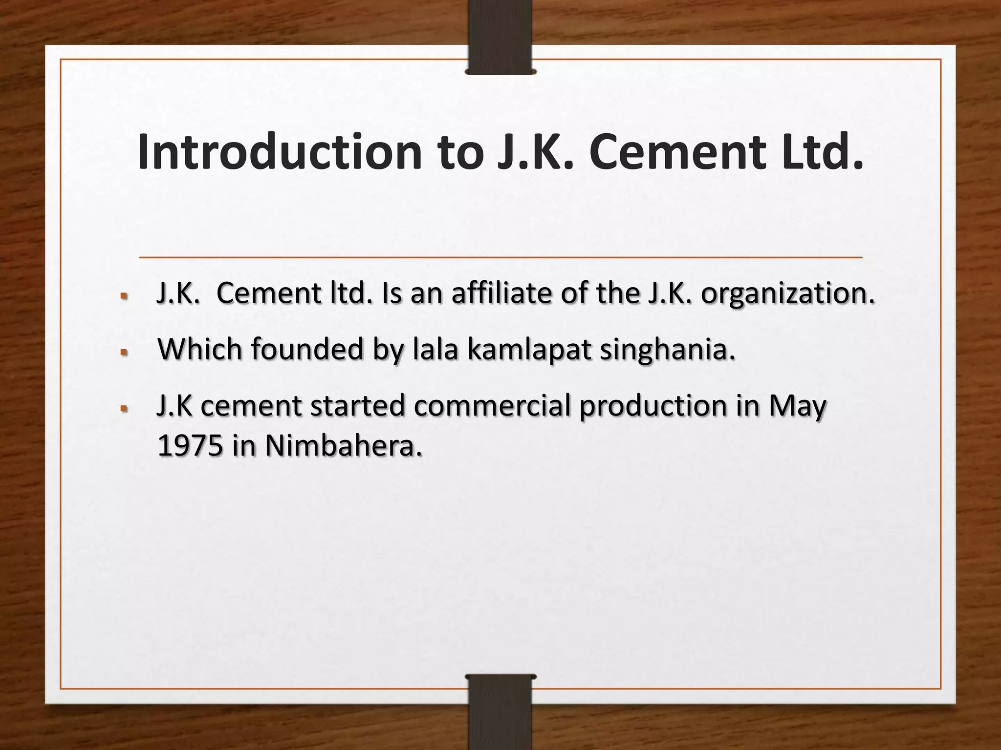 JK Cement training presentation | PPTX