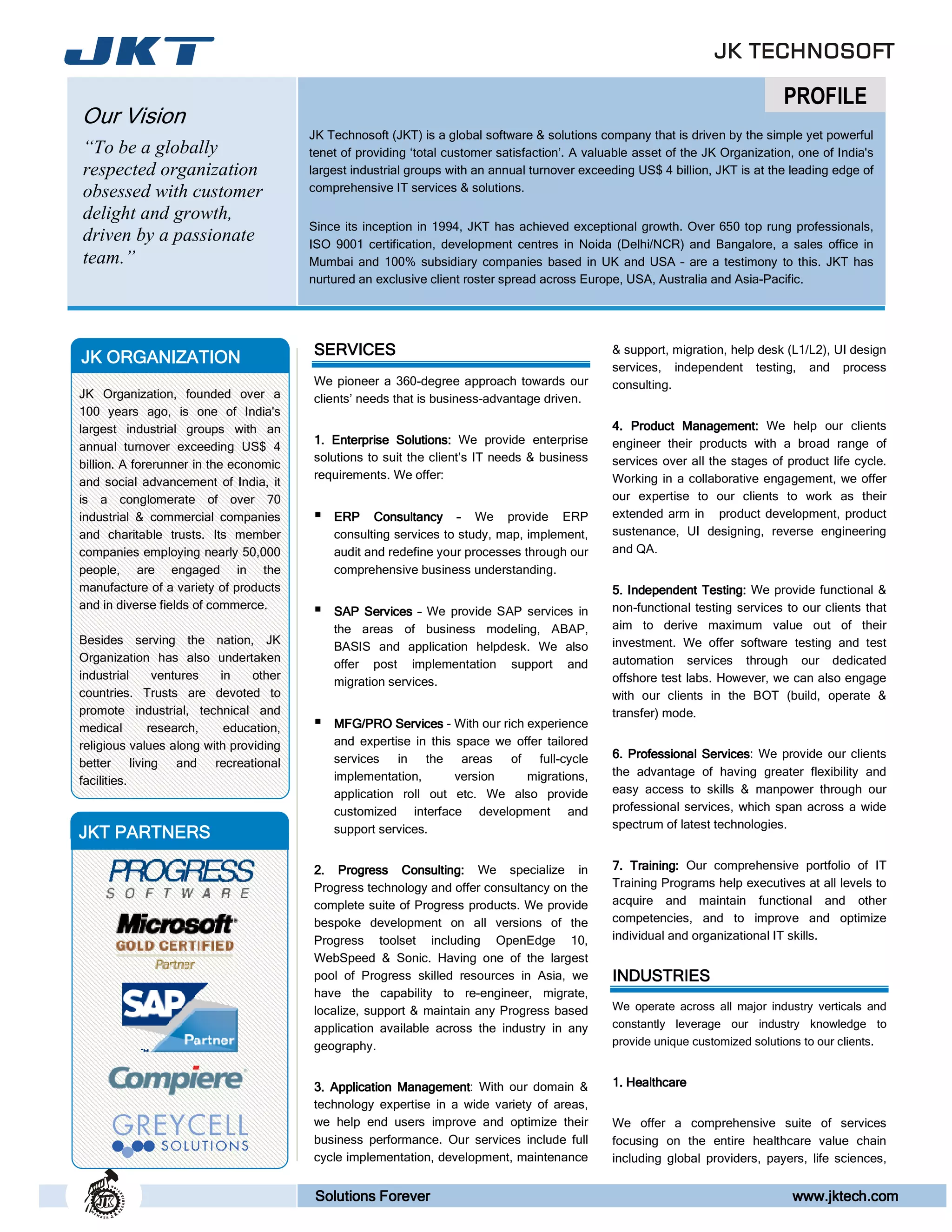 JK Technosoft Profile | PDF