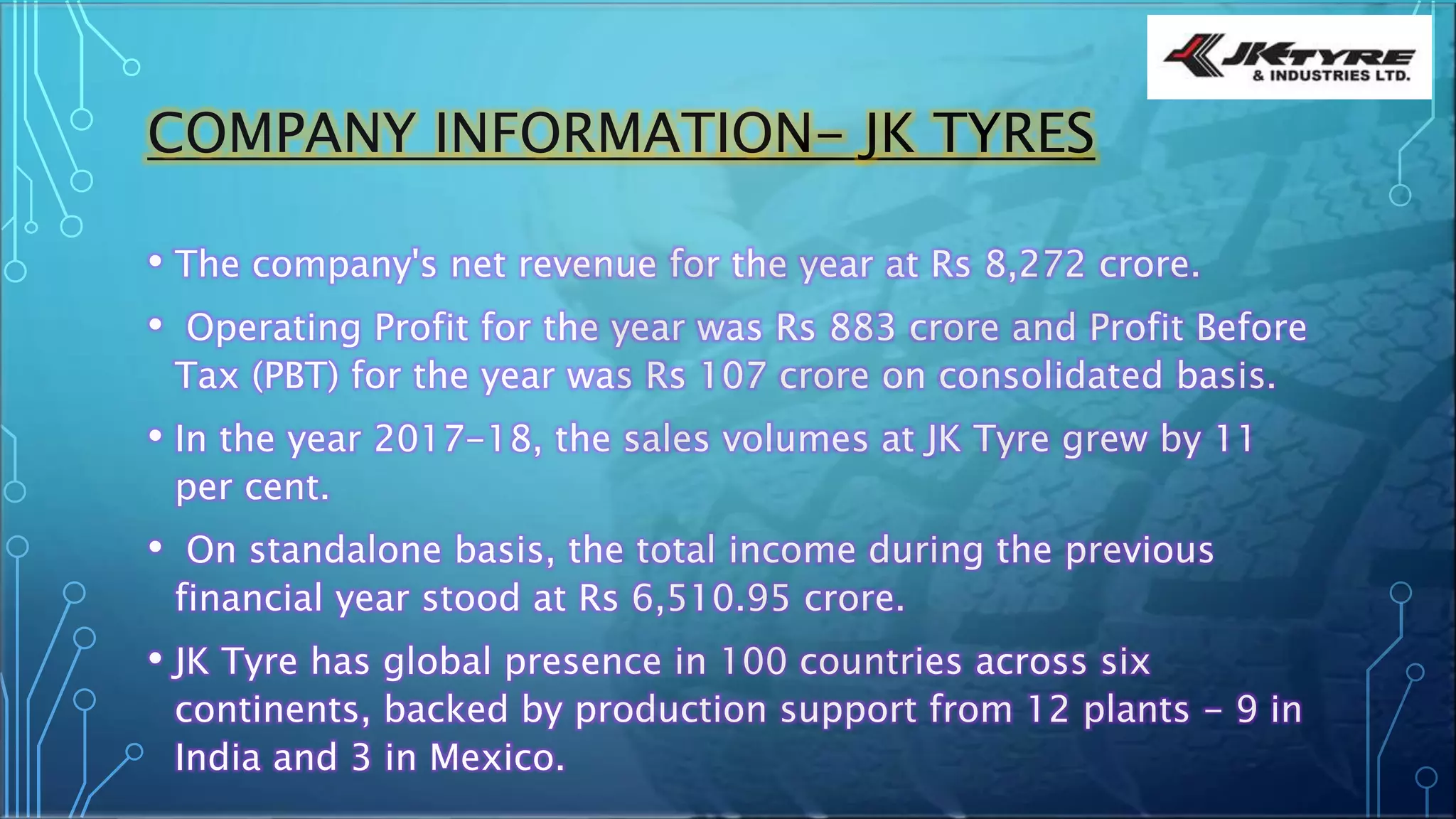 PRESENTATION ON JK TYRES | PPTX