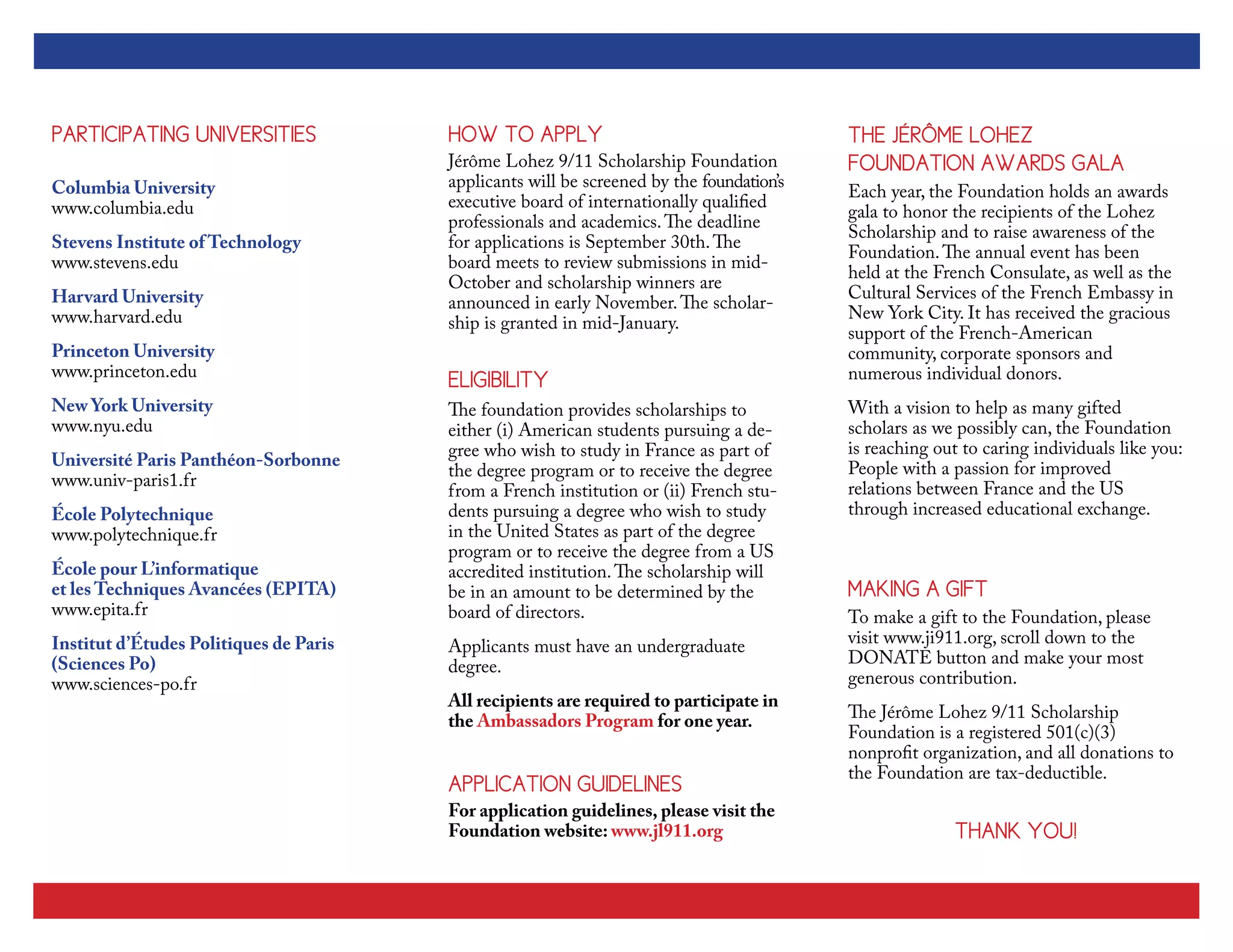 Jerome Lohez 9/11 Foundation Brochure 2010 | PDF