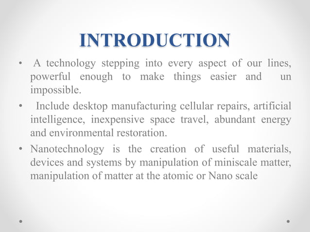 NANOTECHNOLOGY IN AEROSPACE | PPTX | Chemistry | Science
