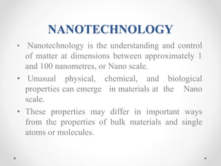NANOTECHNOLOGY IN AEROSPACE | PPTX | Chemistry | Science