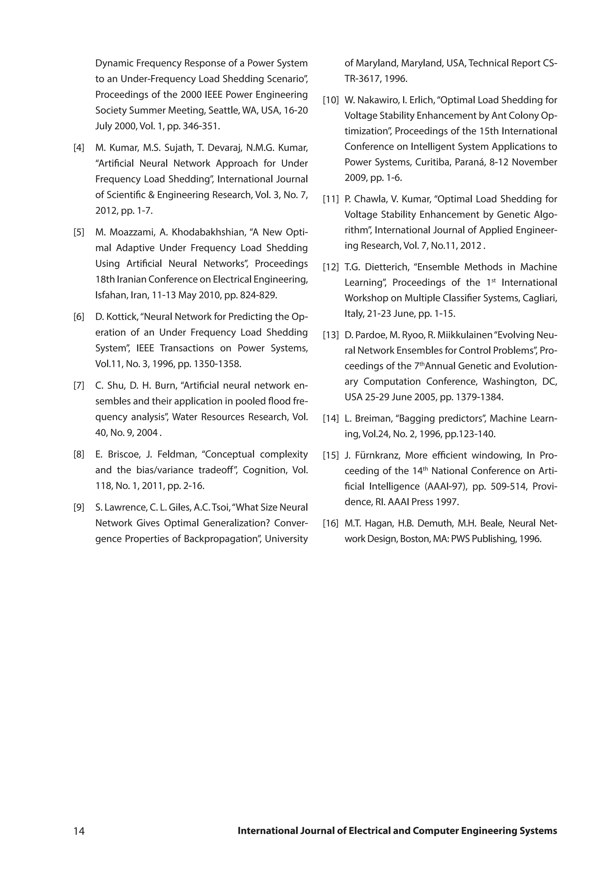 Optimal Load Shedding Using an Ensemble of Artifcial Neural Networks | PDF