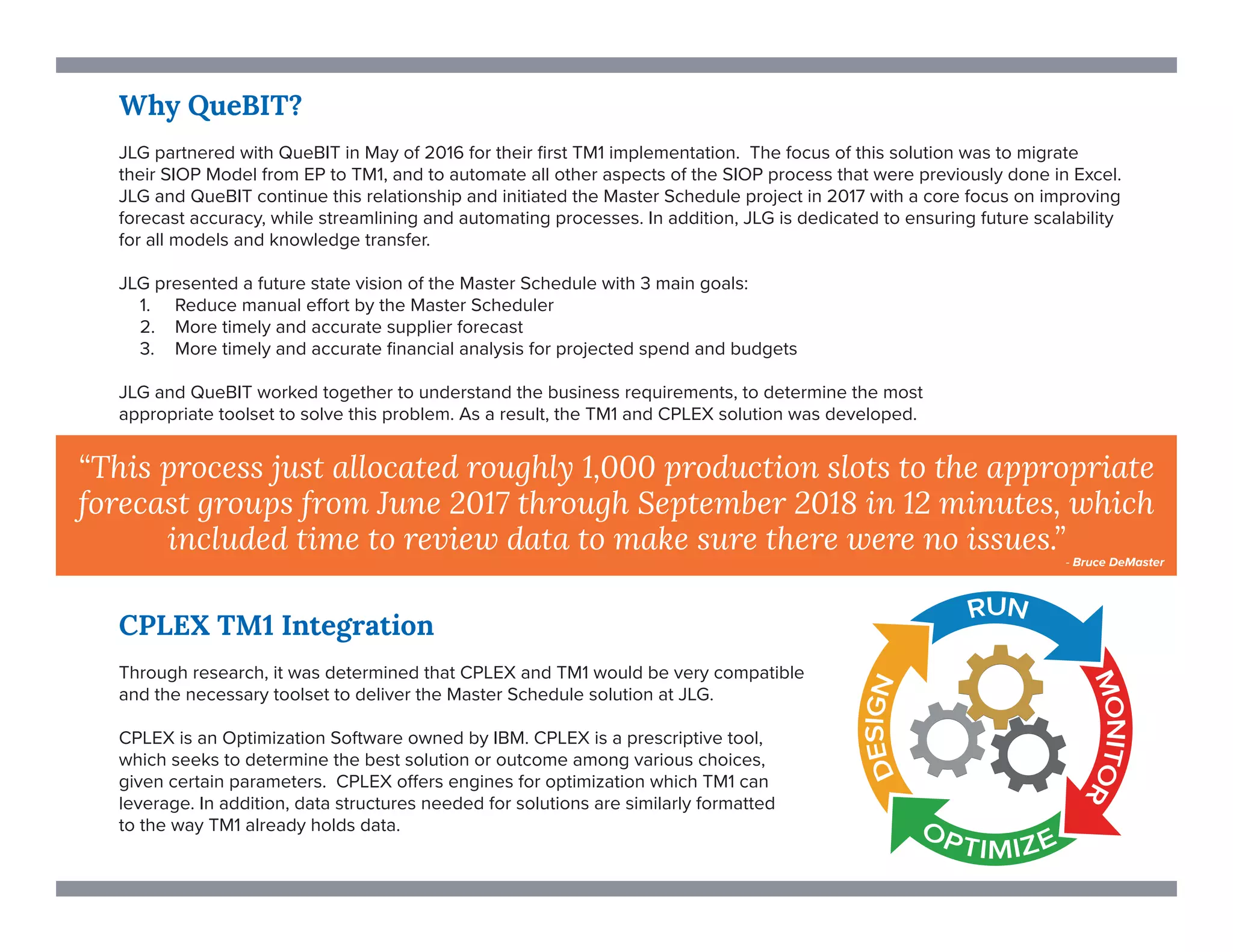 JLG Case Study - Prescriptive Analytics & CPLEX Decision Optimization and TM1 Dashboard ...
