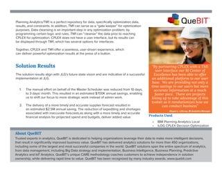JLG Case Study - Prescriptive Analytics & CPLEX Decision Optimization and TM1 Dashboard ...