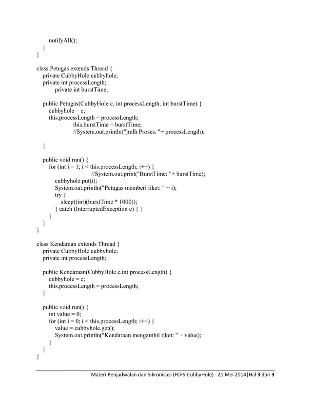 Ujian 2 MK SO FCFS Sinkronisasi java | PDF