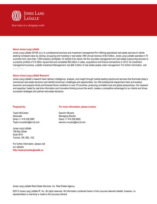 Jll commercial real estate market report toronto 2014 | PDF