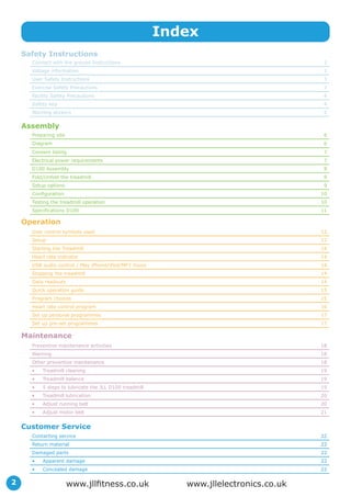 JLL D100 Folding Treadmill Manual | PDF