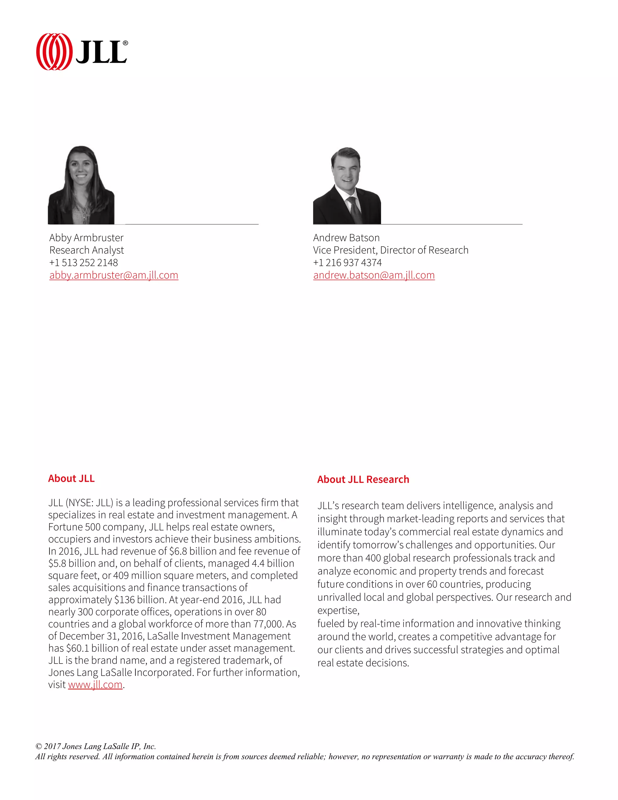 Jll cincinnati industrial outlook q1 2017 | PDF