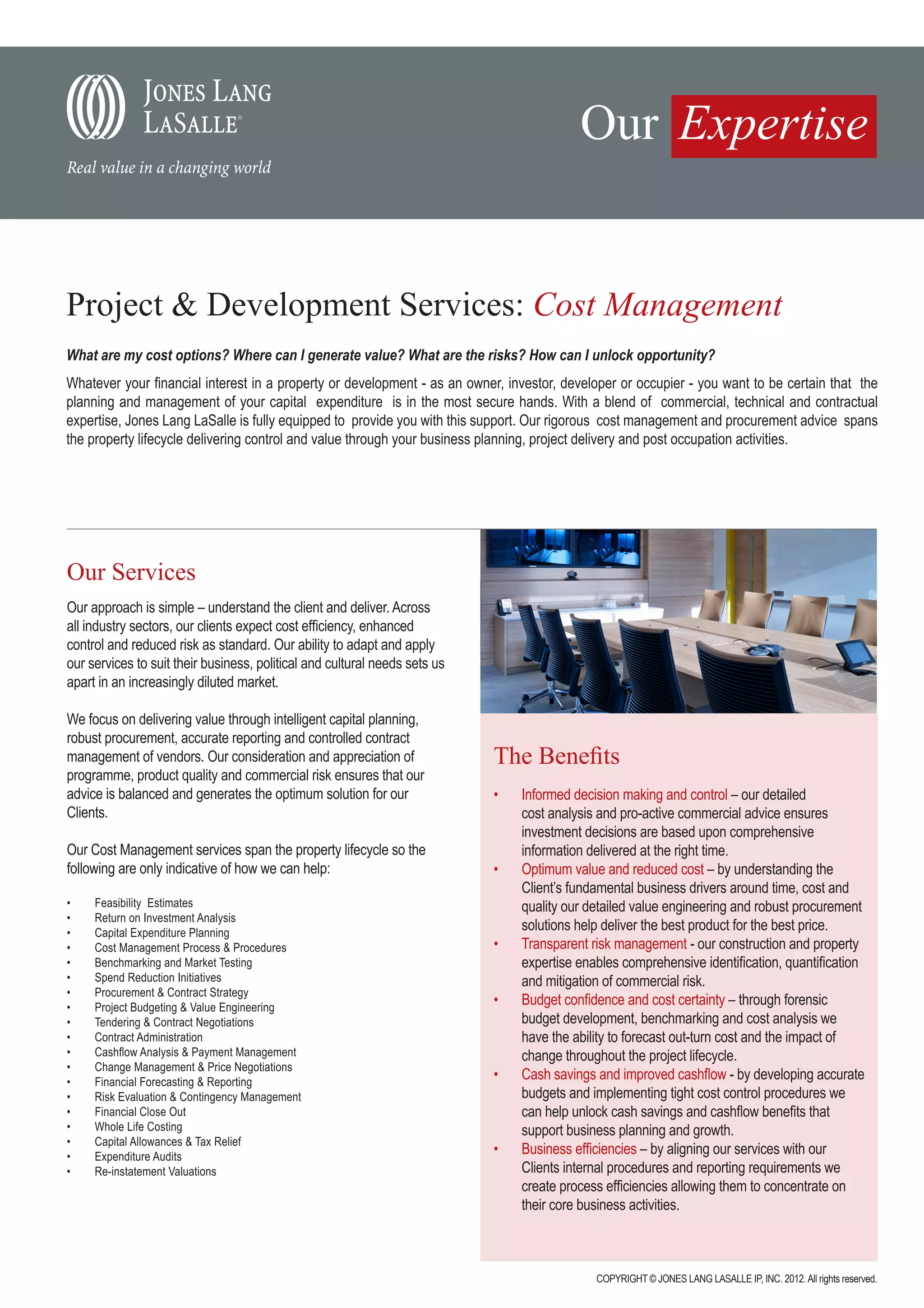JLL - Cost Management 2012 | PDF