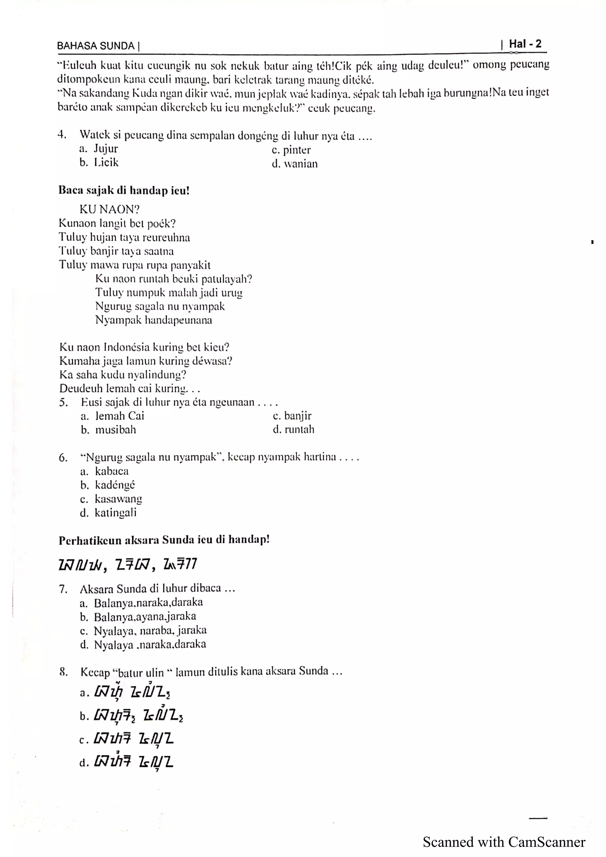 B. Sunda_Soal_UM_2020 | PDF