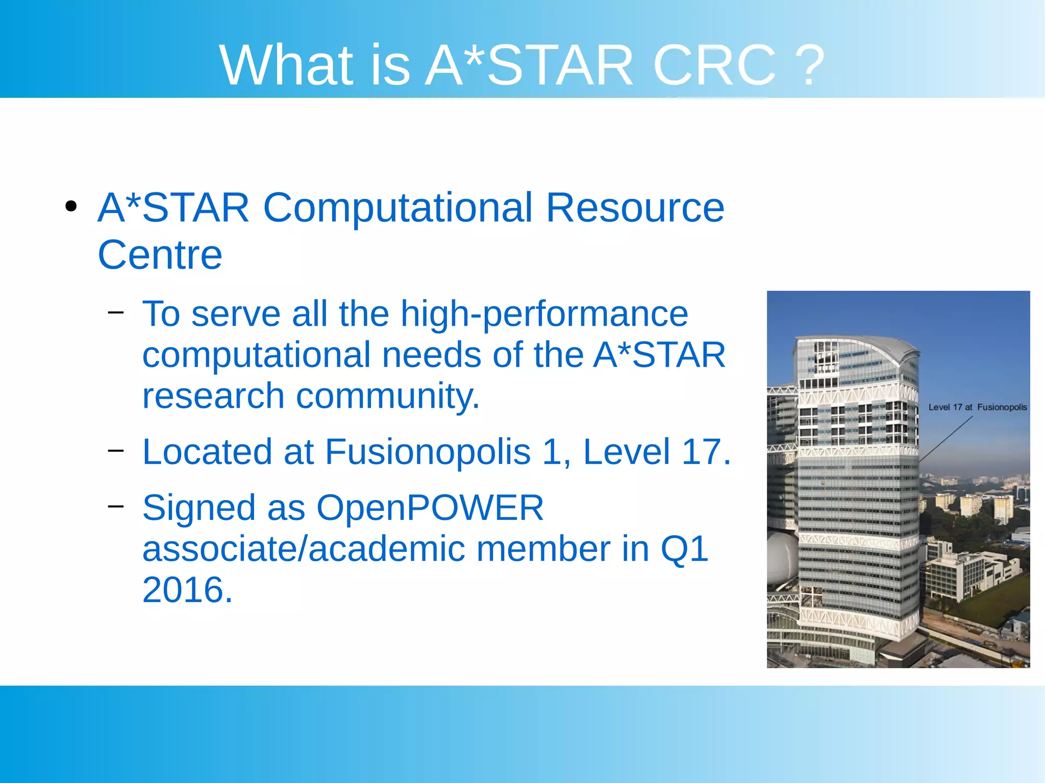 Experiences with Power 9 at A*STAR CRC | PDF
