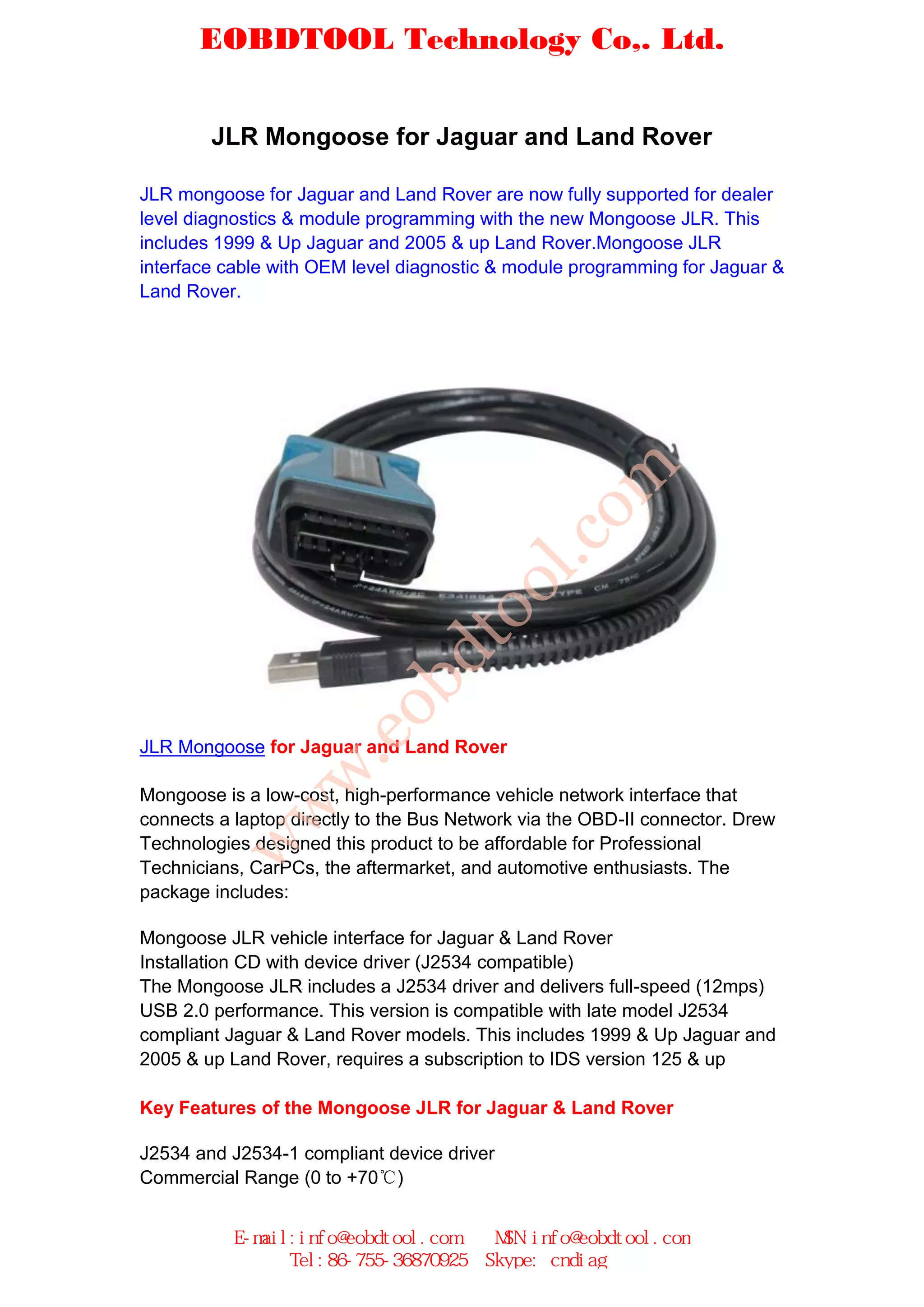 Jlr mongoose for jaguar and land rover | PDF