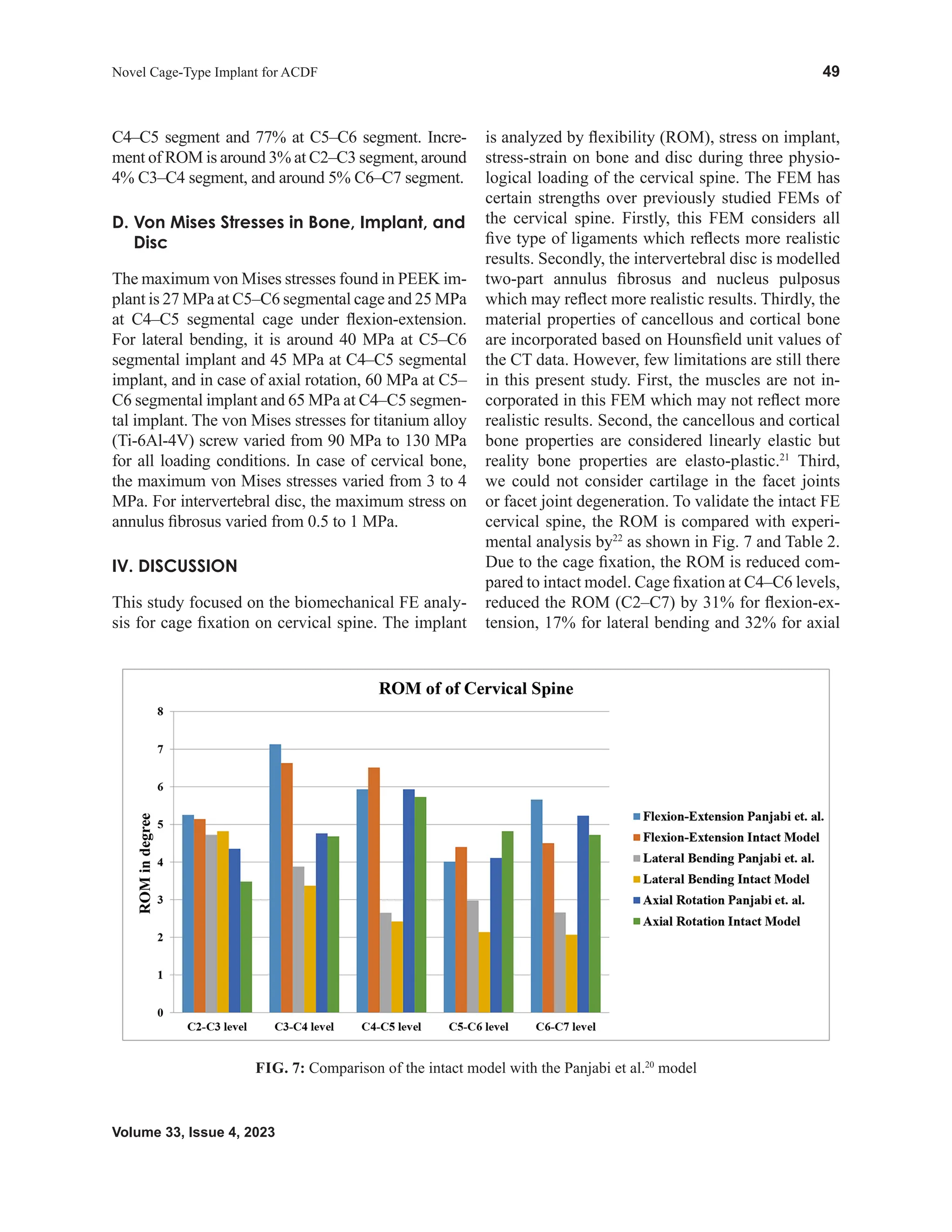 BIOMECHANICAL ANALYSIS OF NOVEL Cage implant in cervical spine | PDF