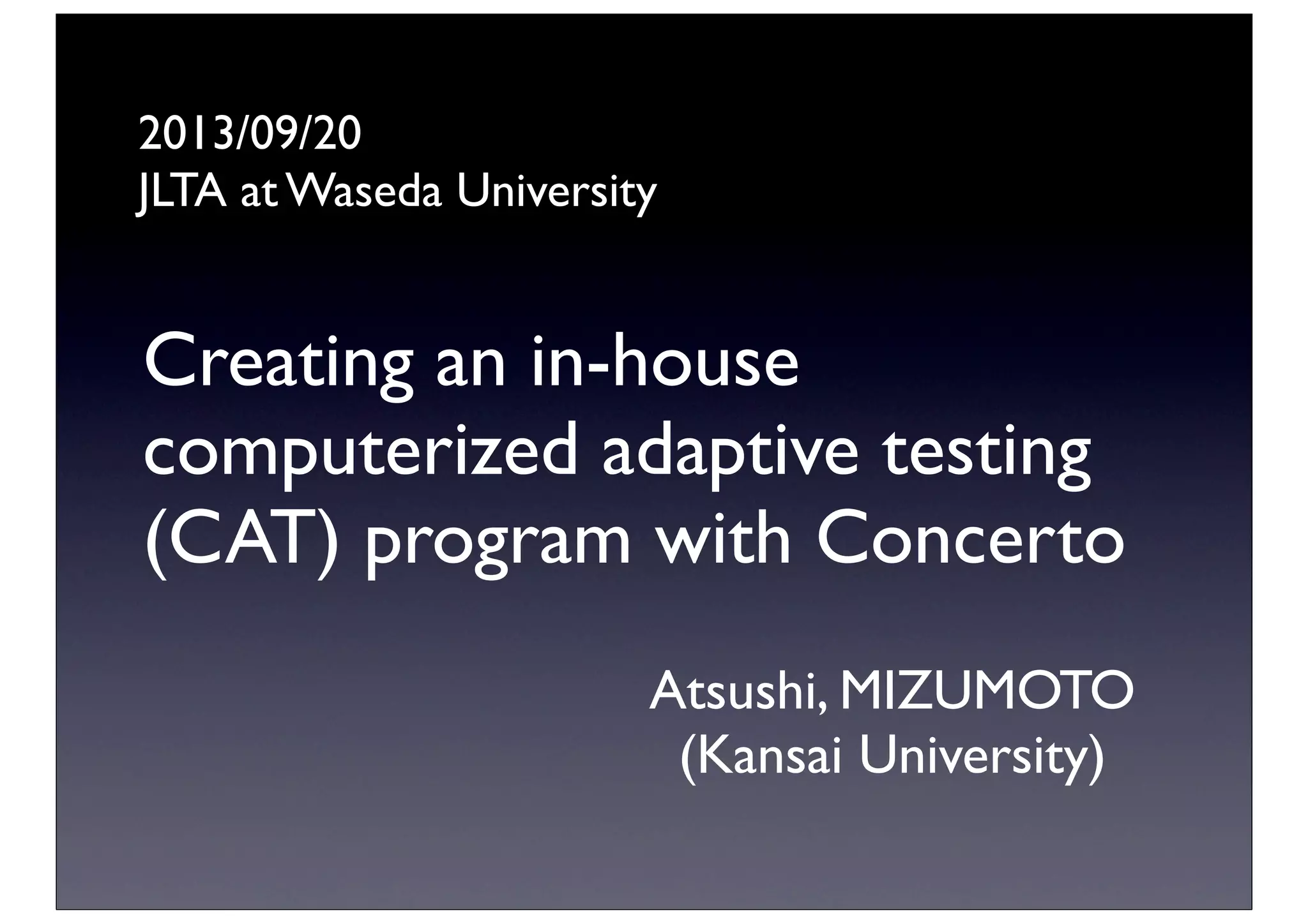 Creating an in-house computerized adaptive testing (CAT) program with ...