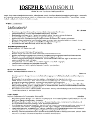 Joseph Madison Resume | DOCX | Business | Business and Finance
