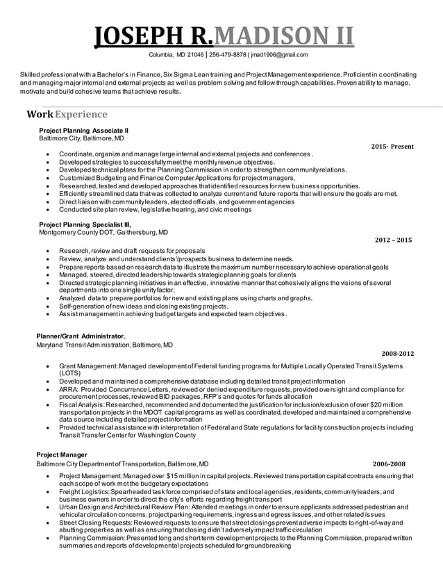 Joseph Madison Resume | PDF