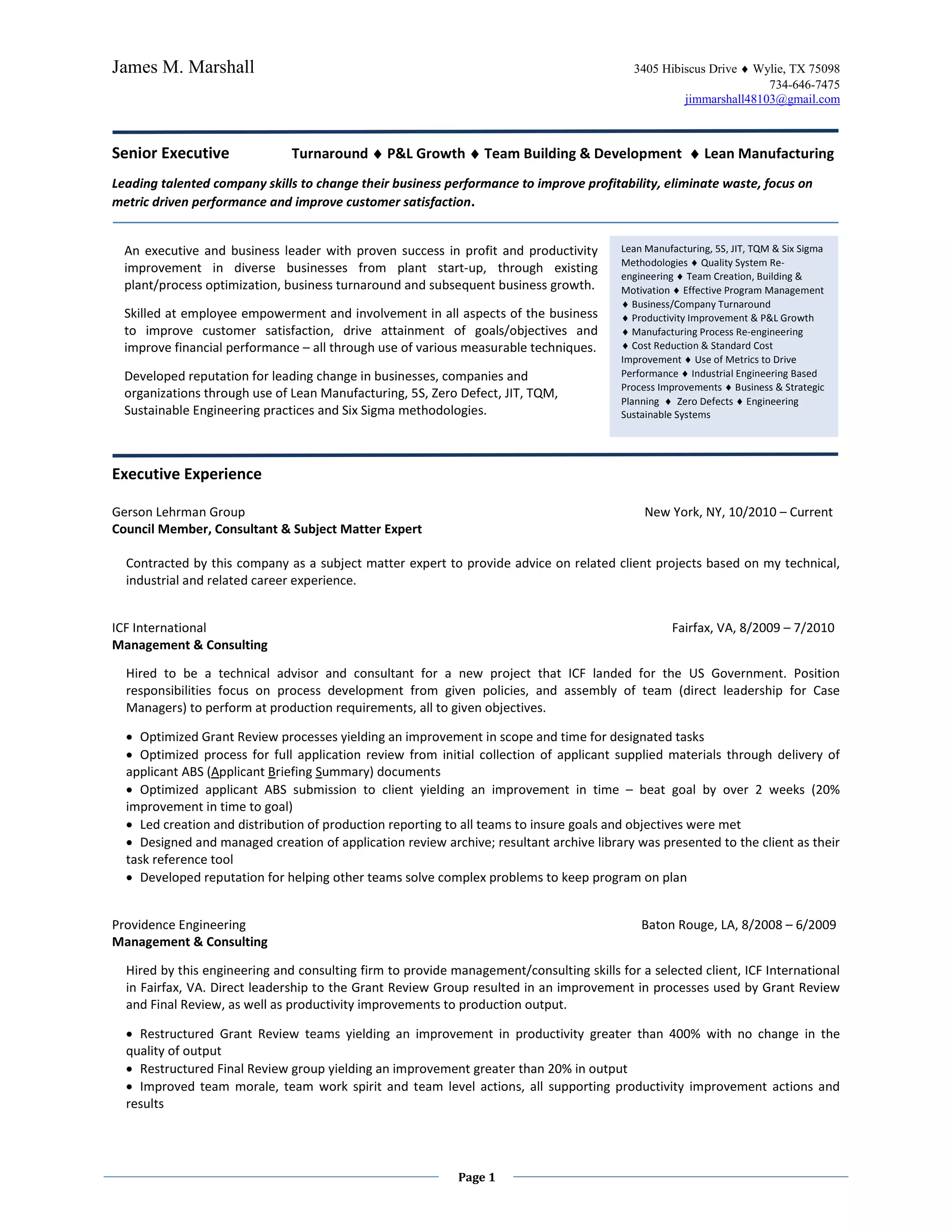 J marshall resume 010912 | PDF