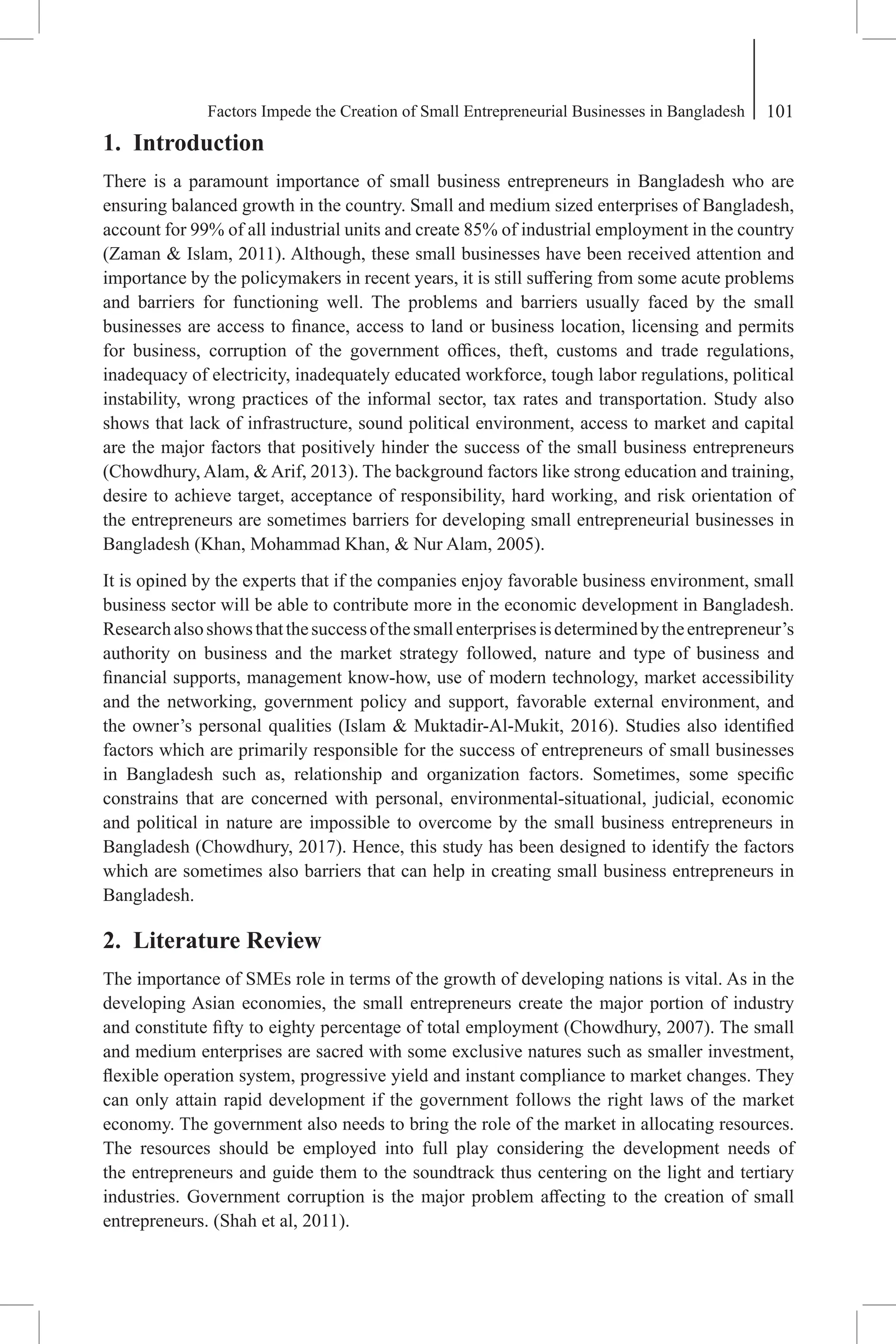 Factors Impede the Creation of Small Entrepreneurial Businesses in ...
