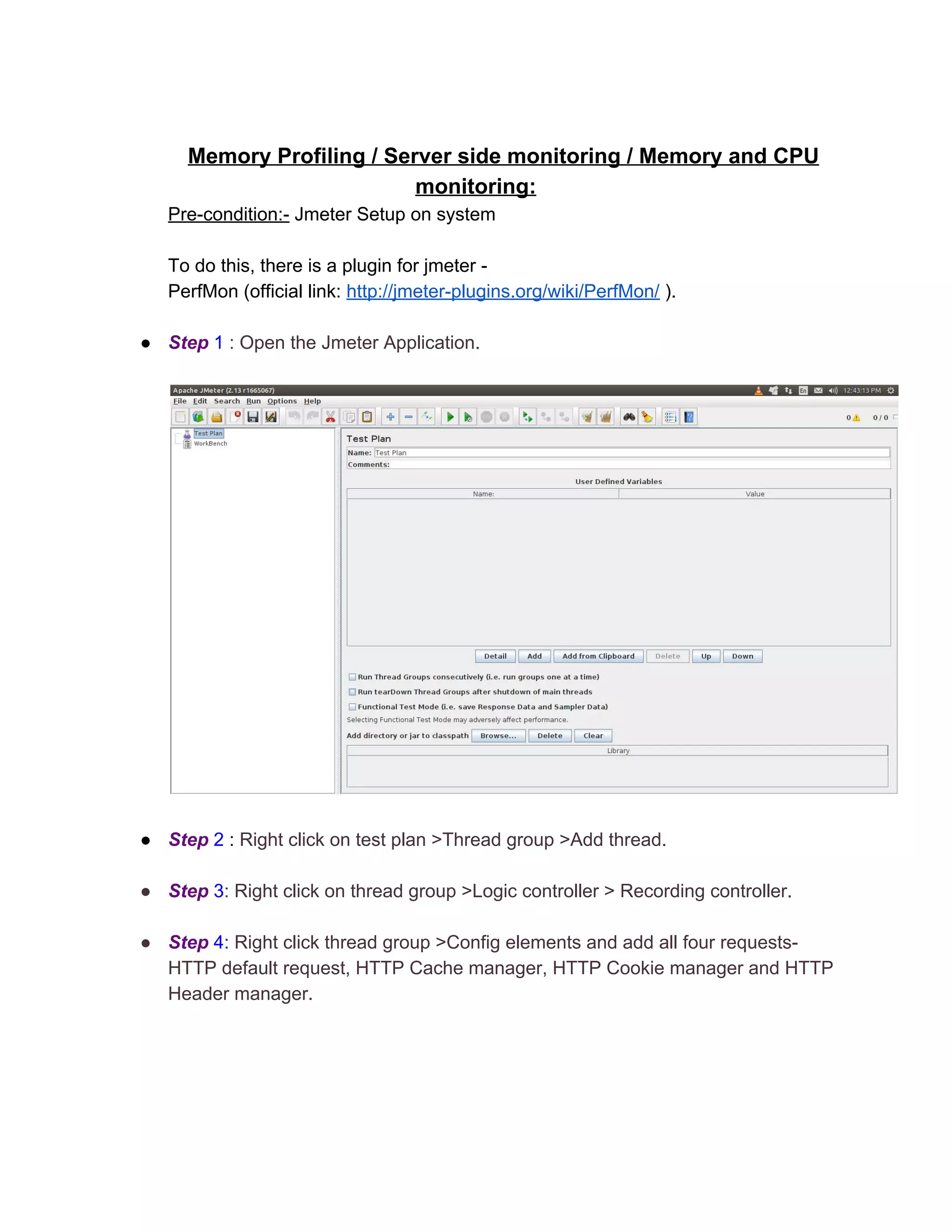 Jmeter Memory Profiling Server Side Monitoring Memory And Cpu Monitoring Pdf
