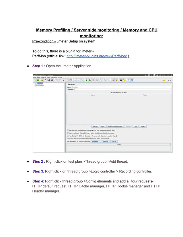Jmeter memory profiling, server-side monitoring, memory and cpu monitoring | PDF
