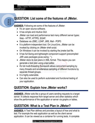 Best Jmeter Interview Questions- Prepared by Working Professionals | DOC
