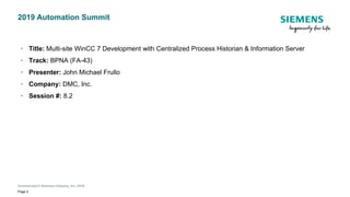 Multi-site WinCC 7 Development with Centralized Process Historian ...